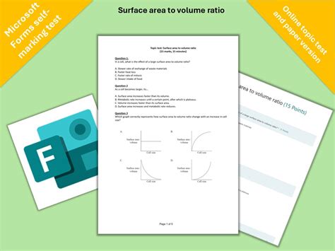 Forms Quiz Surface Area To Volume Ratio Teaching Resources