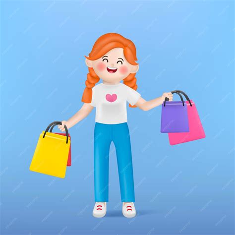 Premium Vector 3d Vector Illustration Cartoon Happy Woman Customer