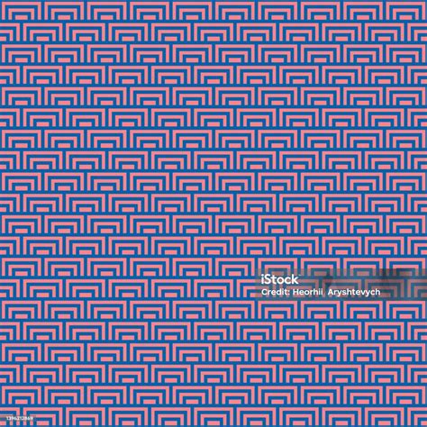 간단한 벡터 픽셀 아트 미니멀 미디엄 페르시아 블루와 튤립 색상의 이음새가 없는 패턴 일본 스타일의 기하학적 추상 벽돌 벽 비늘 모양의 사각형 패턴 가리기에 대한 스톡 벡터