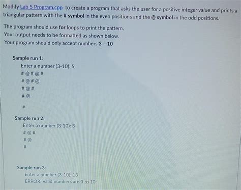 Solved Modify Lab 5 Program Cpp To Create A Program That Chegg Com