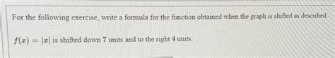 Solved For The Following Exercise Write A Formula For The