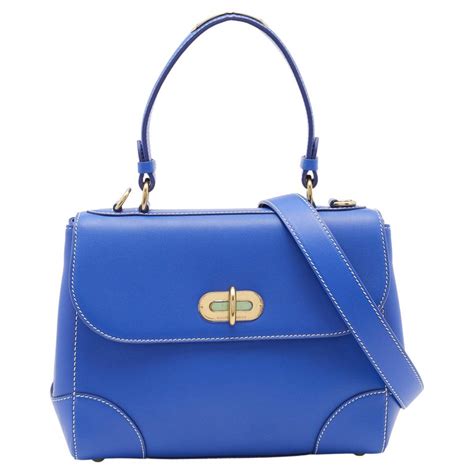 Ralph Lauren Blue Leather Tiffin Top Handle Bag For Sale At 1stdibs