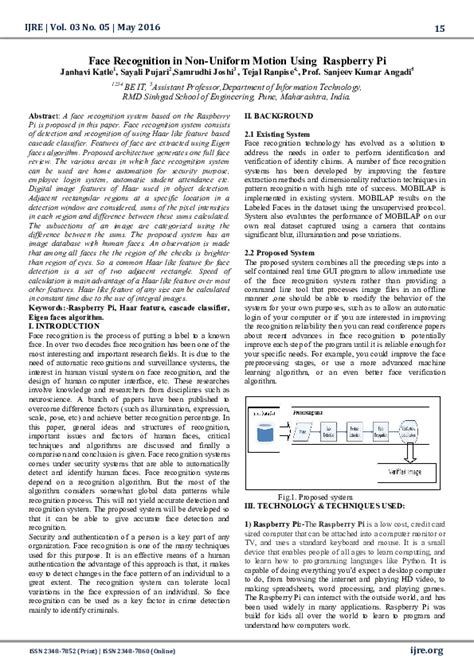 Pdf Face Recognition In Non Uniform Motion Using Raspberry Pi