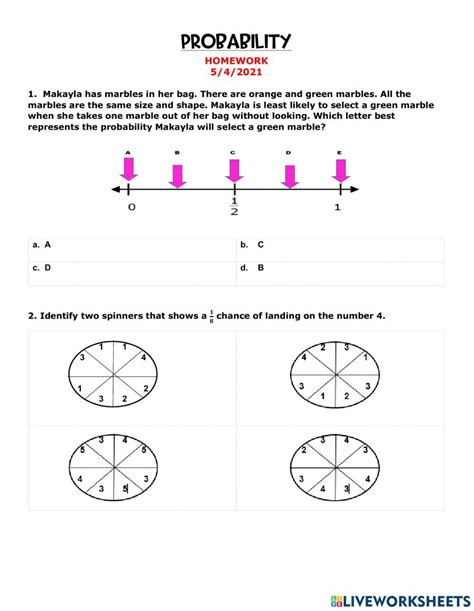 Probability Homework SOL REVIEW Worksheet Live Worksheets Worksheets Library