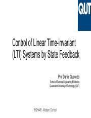 Control Of Linear Time Invariant Systems By State Feedback Course Hero