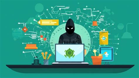 hacker anonymous hacker hacker 2d illustration cyberspace stock