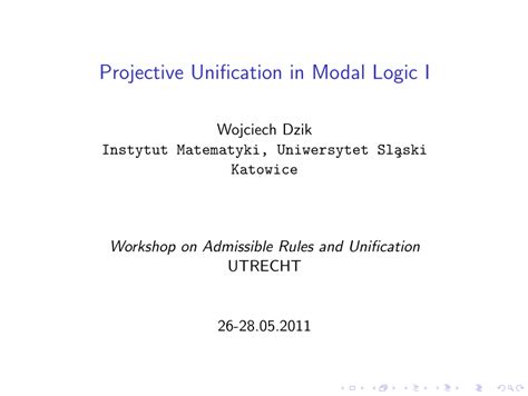 Pdf Projective Unification In Modal Logic