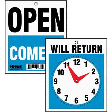 Headline Signs Openwill Return Time Sign 9382