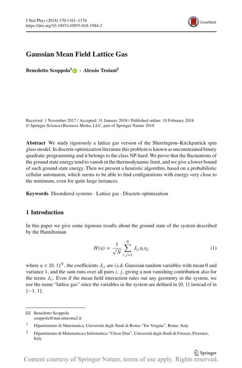 Gaussian Mean Fields Lattice Gas Request Pdf