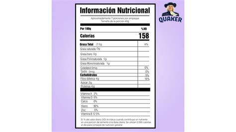 Etiqueta Nutricional De Avena Quaker Oats Avena Quaker Instant Manzana
