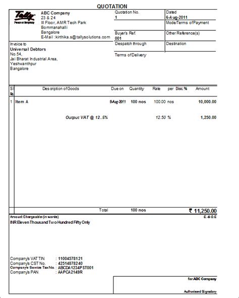 How To Print A Quotation In Tallyerp 9