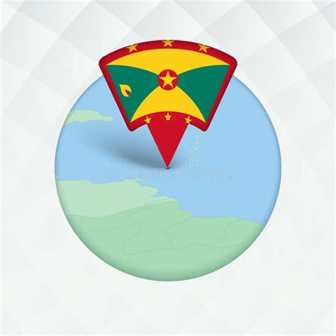 grenada map highlighted with flag marker stock vector illustration of education identity