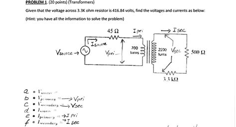 Solved PROBLEM Points Transformers Given That The Chegg