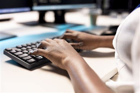 Data Center Employees Typing On Pc Keyboard Creating Technical