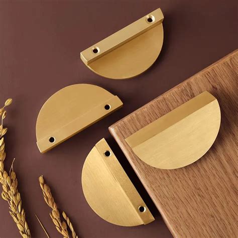 Solid Brass Semi Circle Handle Luxury Gold Cupboard Shoe Cabinet Door