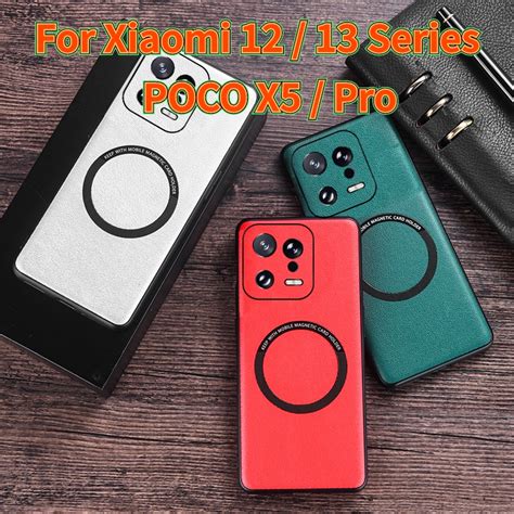 For Xiaomi 13 12 12T Poco X5 Pro Leather Magsafe Magnetic Case Anti Fingerprint Wireless