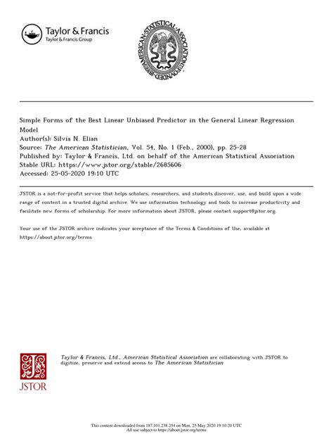 Pdf Simple Forms Of The Best Linear Unbiased Predictor In The General