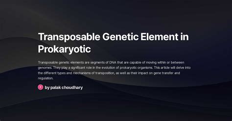 Transposable Genetic Element In Prokaryotic