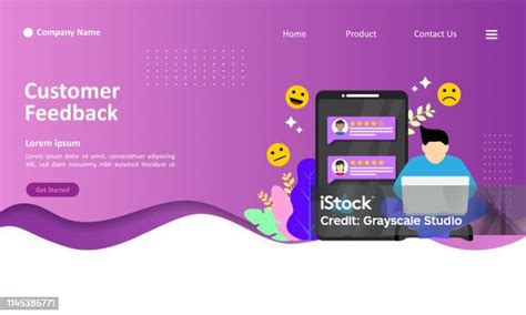 고객 의견 개념 디자인 사람들은 투표 검토 결과를 제공 합니다 웹 방문 페이지 Ui 모바일 앱 배너 템플릿에 적합 합니다 벡터 일러스트 꼭대기에 대한 스톡 벡터 아트 및