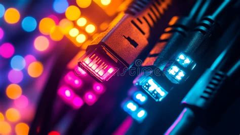 Vibrant Glowing Network Cables With Colorful Lights Digital Concept