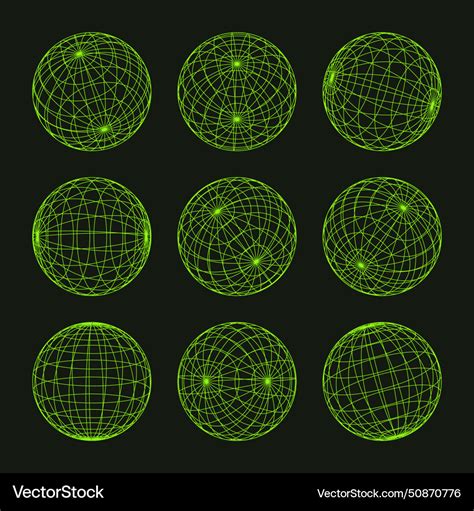 Wireframe Shapes Lined Sphere Perspective Mesh Vector Image
