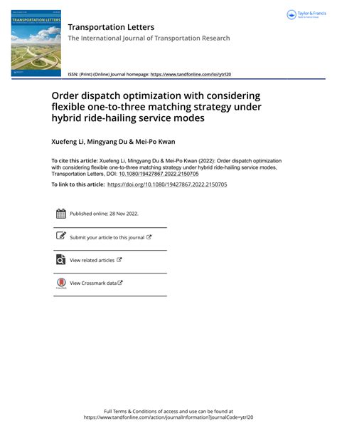 Pdf Order Dispatch Optimization With Considering Flexible One To
