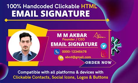 Create Html Email Signature Clickable Html Email Signature By