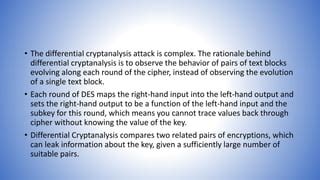 Information And Network Security 22 Differential Cryptanalysis PPT