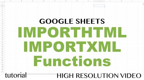 IMPORTHTML IMPORTXML Functions Google Sheets Tutorial To Extract From Web Pages To