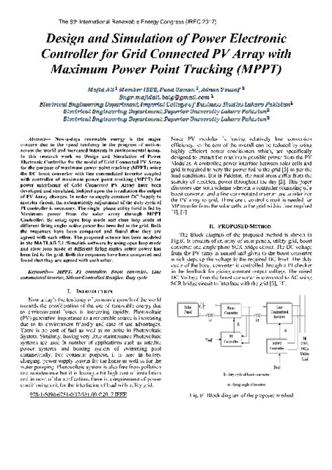 Pdf Design And Simulation Of Power Electronic Controller For Grid Connected Pv Array With
