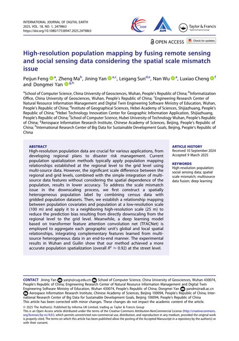 pdf high resolution population mapping by fusing remote sensing and