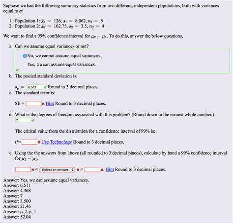Solved Suppose We Had The Following Summary Statistics From