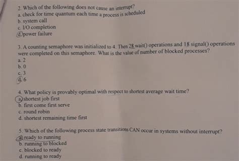 Solved 1 Which Unix System Call Creates A New Process And