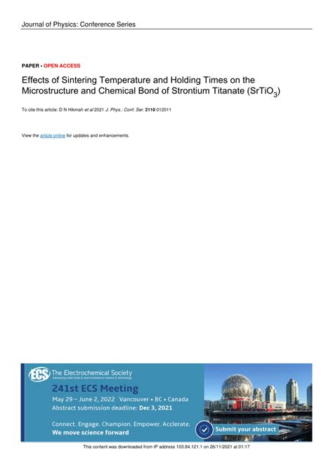 Pdf Effects Of Sintering Temperature And Holding Times On The Microstructure And Chemical Bond