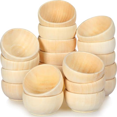 Uiifan 40 Pcs Small Wooden Bowls For Craft Mini Pinch