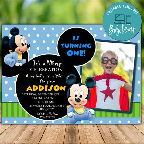 Mickey Mouse Head Template For Invitations