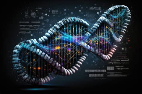 Genetic Programming System With View Of Dna Strand And Coding Visible Stock Illustration