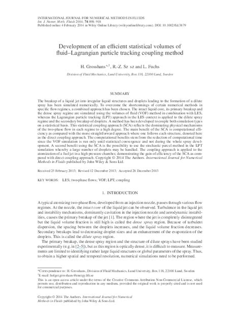 Pdf Development Of An Efficient Statistical Volumes Of Fluid
