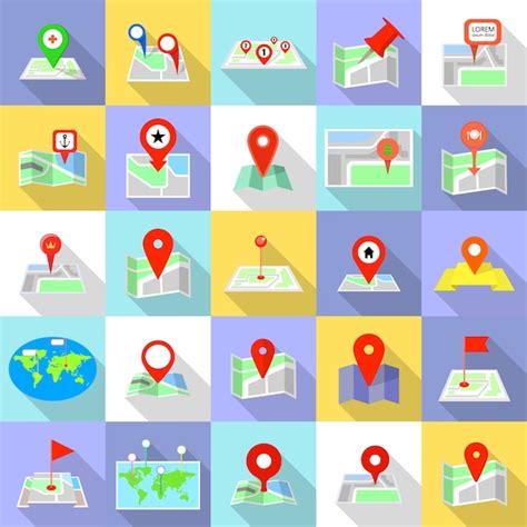 Premium Vector Map Pointer Icons Set Flat Illustration Of 25 Map
