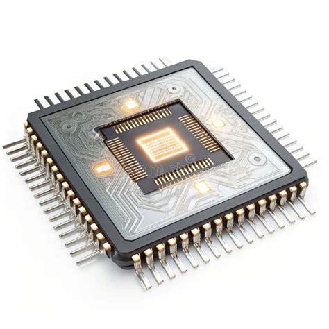 advanced microchip with glowing circuits stock illustration