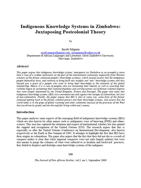 31 Indigenous Knowledge Systems In Zimbabwe Pdf Postcolonialism