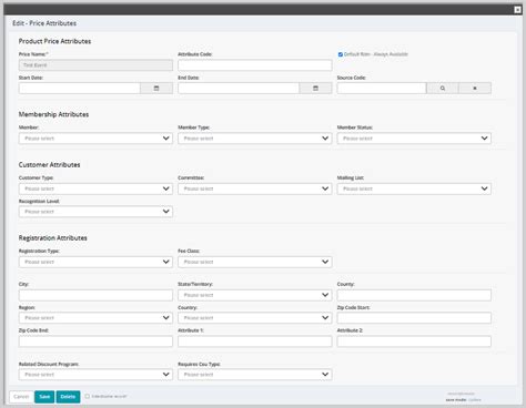 add and edit price attributes netforum support