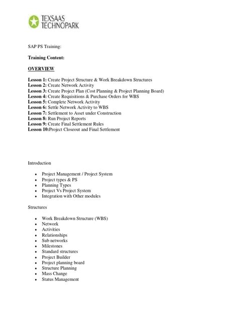 Sap Ps Training Pdf Business Economics Financial Economics