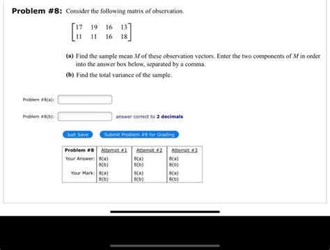 Solved Problem Consider The Following Matrix Of Chegg