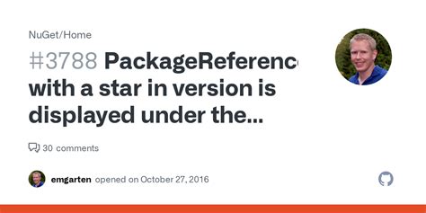 packagereference with a star in version is displayed under the updates