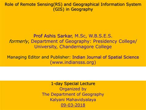 Role Of Remote Sensingrs And Geographical Information System Gis In Geography Ppt