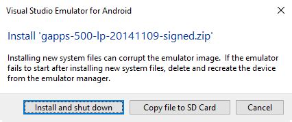 Installing Google Play GApps On Visual Studio Android Emulators 2017 Version Alteridem