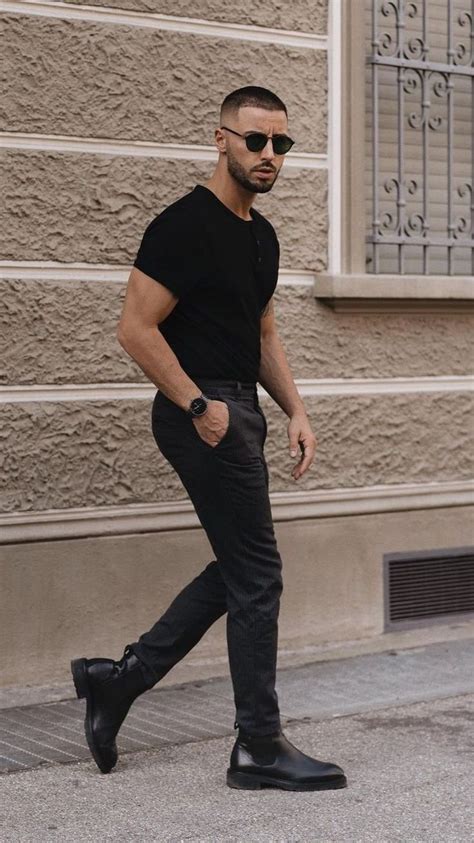 Pin By F Bio Rodrigues On Moda Masculina Casual Black Outfit Men Men