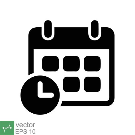 Calendar Icon Simple Solid Style Clock Time Day Week Year Meeting Appointment Schedule