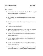 Price Elasticities In Ecn A Problem Set Fall Course Course Hero